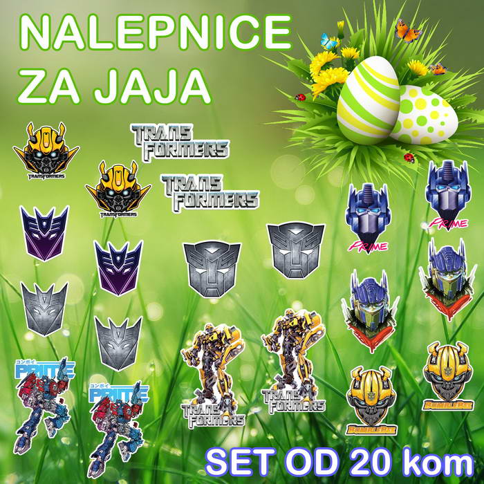 TRANSFORMERS SET NALEPNICA ZA JAJA - 20KOM