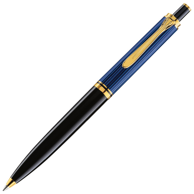 Olovka hemijska Souveran K400+kožna bela futrola+poklon kutija G30 Pelikan 996843 crno-plava