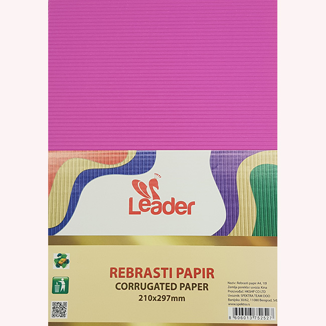 Rebrasti papir A4 pink