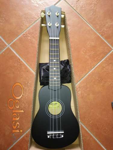 NOVO - Ukulele sa torbicom - crna mat boja