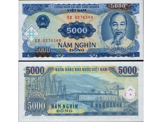 Vietnam 5000 Dong 1991. UNC.