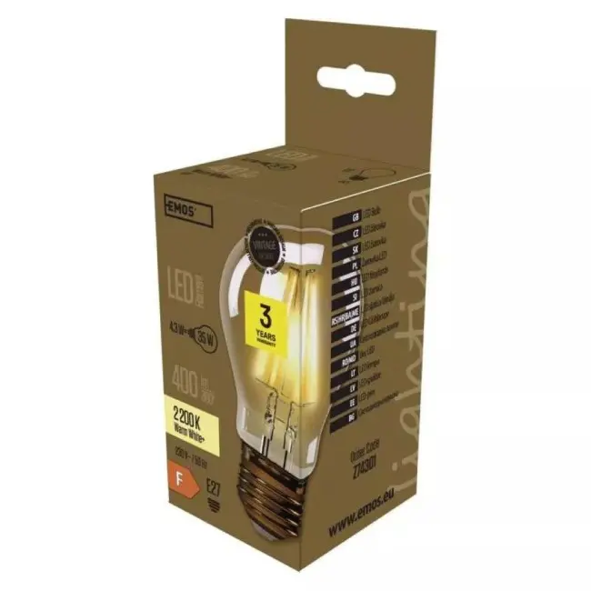 SIJALICA LED A60 4,3W E27 FILAMENT VINTAGE WW+