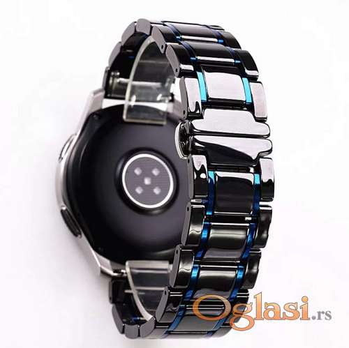Crna keramička narukvica 22 mm sa plavim linijama za Samsung smart watch