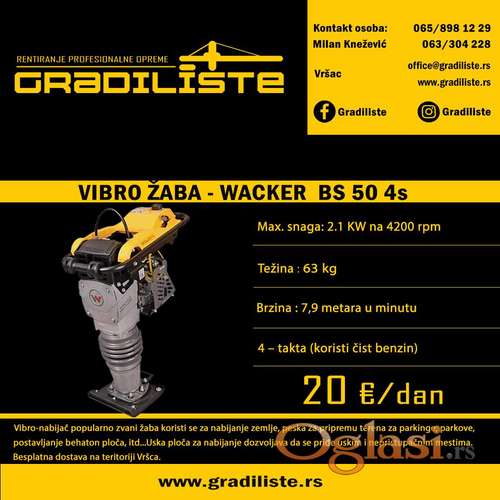 Vibro zaba Wacker Neuson BS 50 4S - izdavanje rentiranje