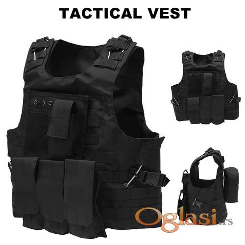 Takticki prsluk za lov, airsoft CRNI
