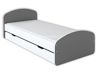 Dečiji krevet sa dušekom, letvicama i fiokom 200x90 cm Luna sivi