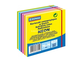 Blok samolepljiv kocka 76x76mm 400L Donau 7574011PL-99 neon-bela