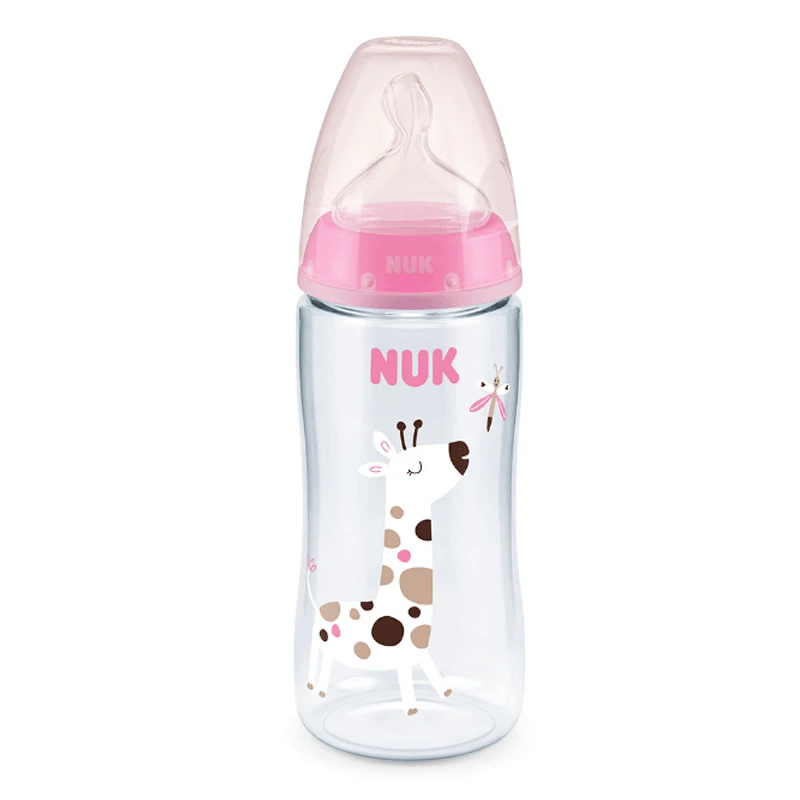 Nuk plastična flašica sa indikatorom temperature Roze, 6-18m