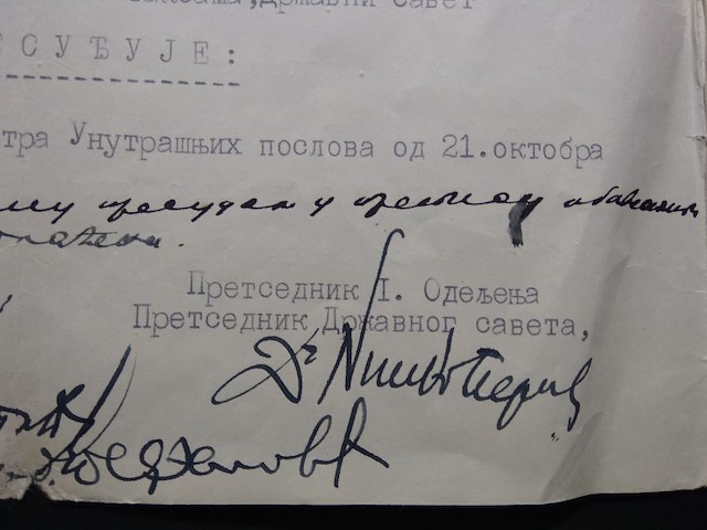 Dr. Ninko Perić / Potpis na dokumentu iz 1931