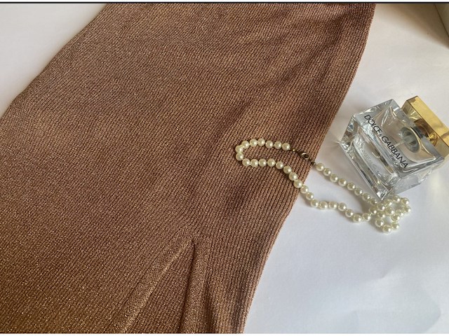 H&;M midi suknja trikotaza Braon sa zlatnim odsjajem Nov