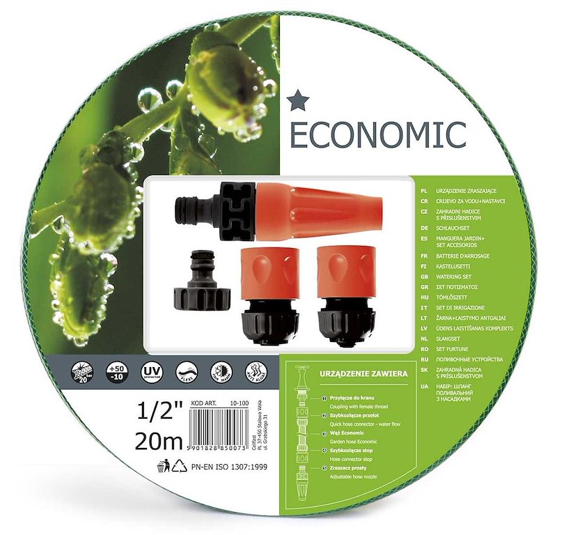 Baštensko crevo Economic 1/2 20mb + nastavci 10-100