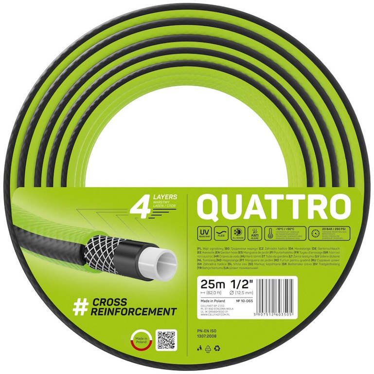 Baštensko crevo QUATTRO 4 sloja 1/2 ”25 lm 10-065