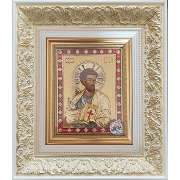 Pozlaćena ikona Sv. Luke sa belim ramom