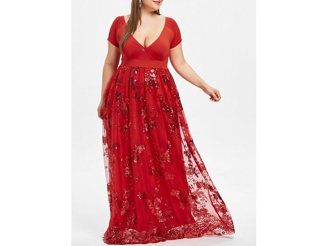 Crvena sljokicava haljina