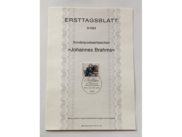 ETB Nemačka  - Kompozitor Johannes Brahms - 1983.g