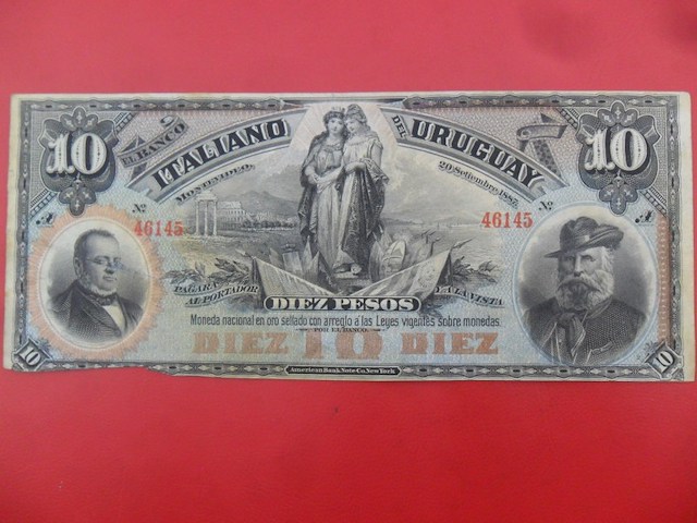 Urugvaj-Uruguay 10 Pesos 1887, v1, P7667, eR