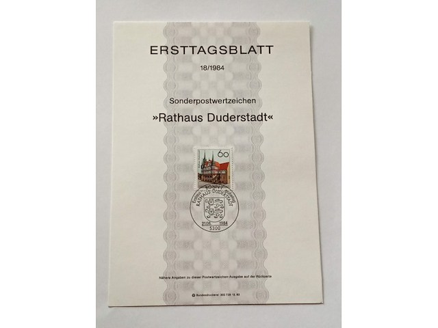 ETB Nemačka  - Rathaus Duderstadt - 1984.g