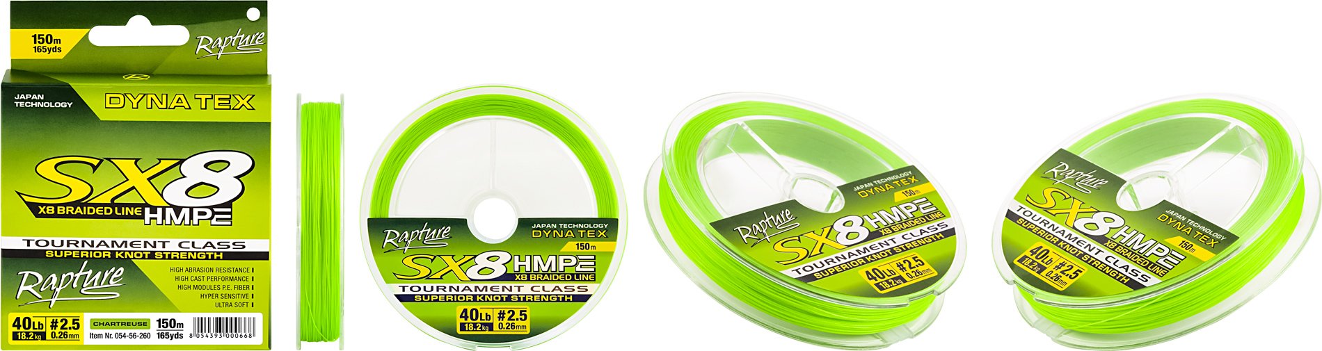 Rapture SX8 CHARTREUSE BRAID 0.260mm 150m