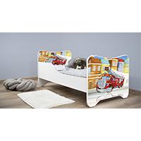 Dečiji krevet sa dušekom i letvicama 160x80 cm Happy kitty Firetruck