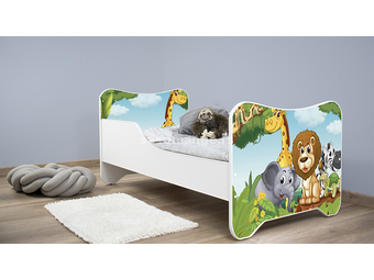Dečiji krevet sa dušekom i letvicama 160x80 cm Happy kitty Africa
