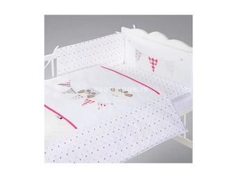 Posteljina za bebe Set 5 delova - Night Birds Pink