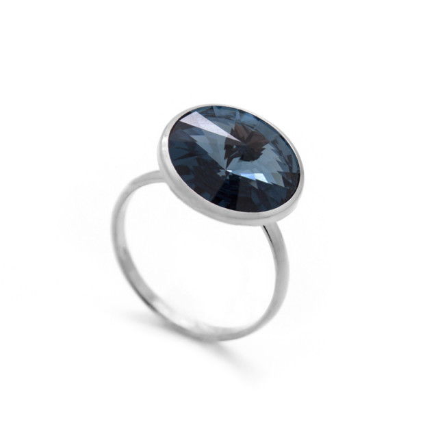 Ženski victoria cruz basic l denim blue prsten sa swarovski plava kristalom ( a2405-18a )