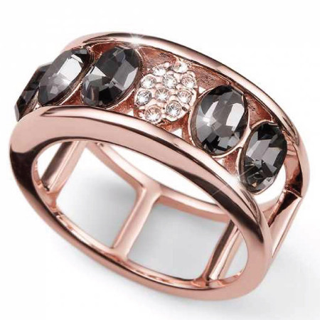 Ženski oliver weber style rosegold silver night prsten sa swarovski crnim kristalima m ( 41137rgm )