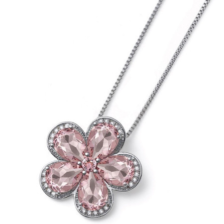 Ženski oliver weber fiore light rose lančić sa swarovski rozim kristalnim priveskom ( 12170.223 )