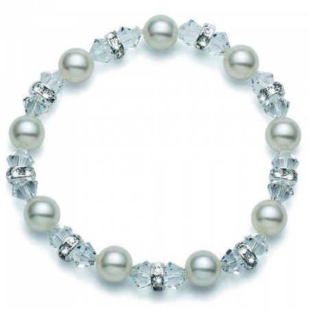 Ženska oliver weber pearl crystal narukvica sa swarovski belim perlama i kristalima ( 31003 )