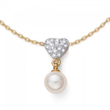 Ženski oliver weber lovely pearly gold lančić sa swarovski belom perlom i kristalima ( 11954g )