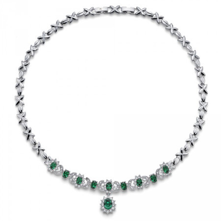 Ženska oliver weber princess emerald ogrlica sa swarovski zelenim kristalima ( 12032.205 )