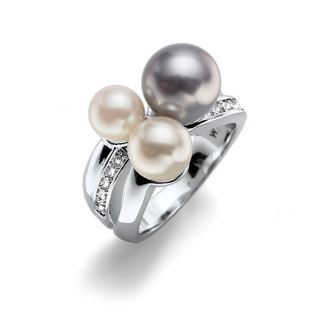 Ženski oliver weber basic pearl crystal prsten sa sivom swarovski perlom 55 mm ( 41126m )
