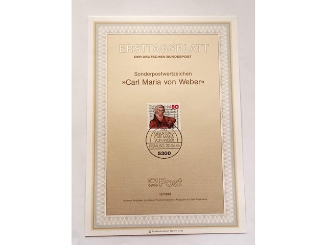 ETB Nemačka  - Carl Maria Von Weber - 1986.g
