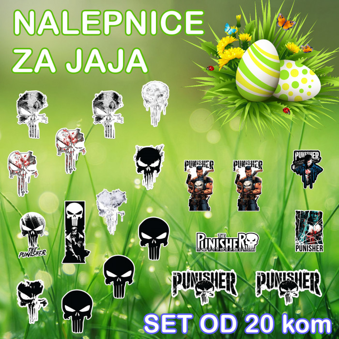 PUNISHER SET NALEPNICA ZA JAJA - 20KOM