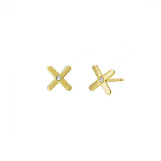Ženske victoria cruz areca cross gold mindjuše sa swarovski belim kristalom ( a3800-07dt )