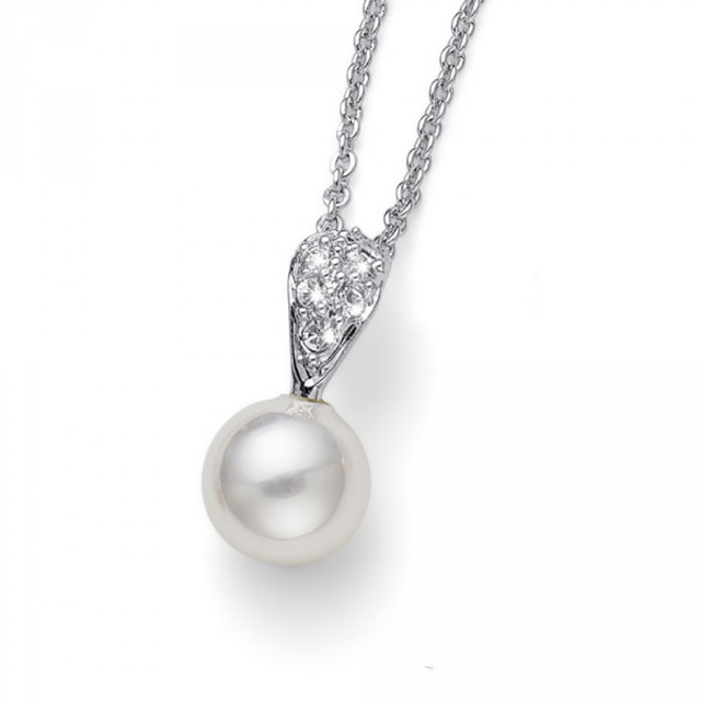 Ženski oliver weber pearl simple lančić sa belim swarovski perla priveskom ( 12066 )