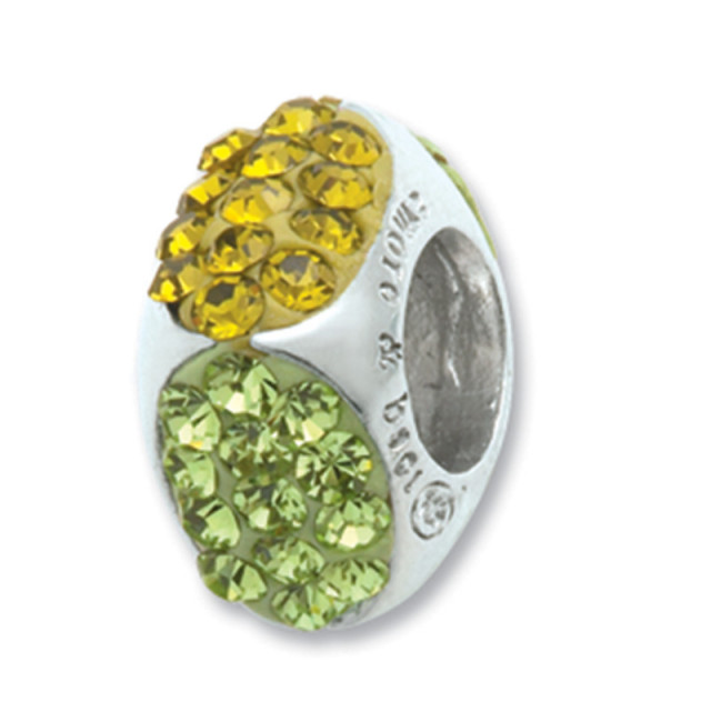 Amore baci cubic Žuti srebrni privezak sa swarovski kristalom za narukvicu ( 29005 )