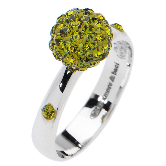Amore baci kuglica srebrni prsten sa zelenim swarovski kristalom 53 mm ( rb008.12 )