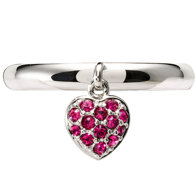 Amore baci srce srebrni prsten sa rozim swarovski kristalom 57 mm ( rg003.16 )