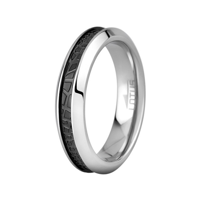 Ženski lotus style steel rings uži staklo crni prsten od hirurškog Čelika 52 ( ls1427-3/112 )