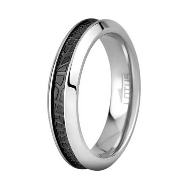 Ženski lotus style steel rings uži staklo crni prsten od hirurškog Čelika 54 ( ls1427-3/114 )