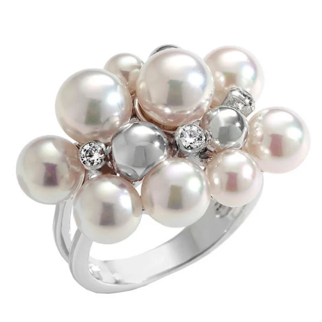 Ženski majorica bubbles beli biserni srebrni prsten 7 mm 55 mm ( 10553.01.2.915 700.1 )