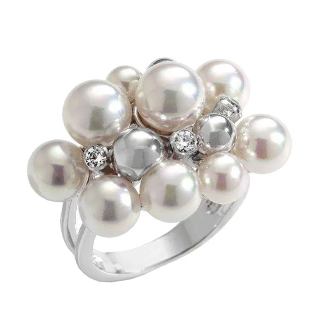 Ženski majorica bubbles beli biserni srebrni prsten 7 mm 55 mm ( 10553.01.2 915.700.1 )