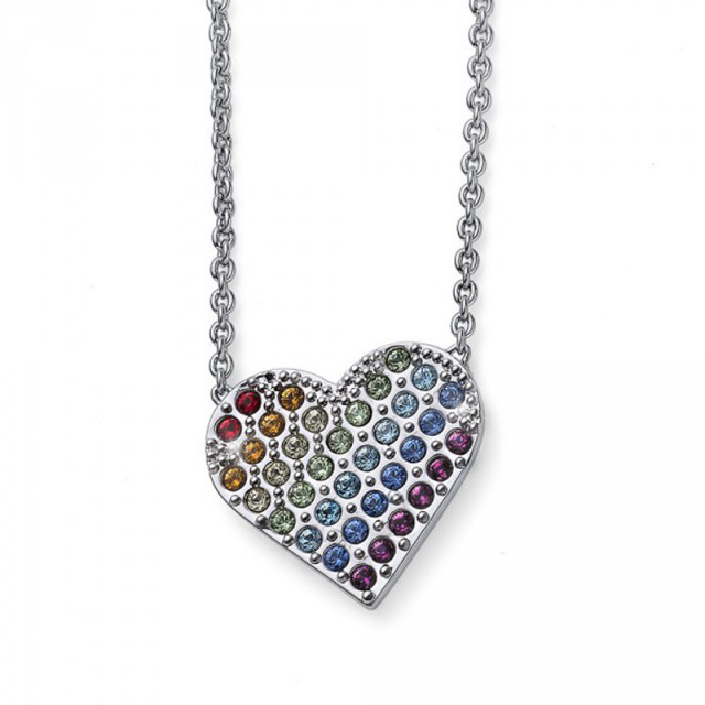 Ženski oliver weber rainbow love multi lančić sa swarovski kristalnim priveskom ( 12037 )