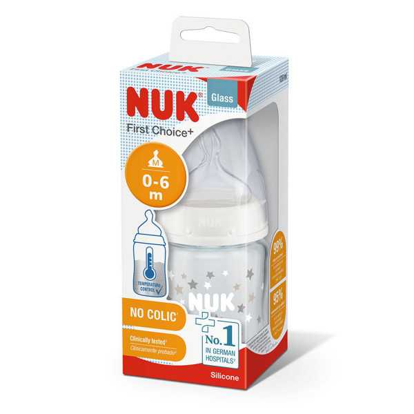 Nuk FC staklena flašica sa termo indi, 120ml, 0-6M