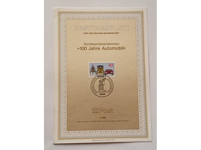 ETB Nemačka  - 100 Godina Automobila - 1986.g