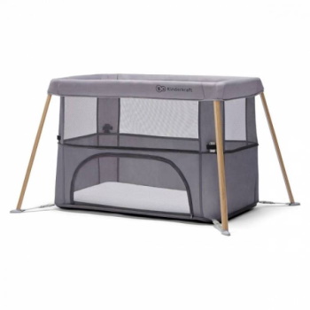 Kinderkraft prenosivi krevetac Movi wood grey