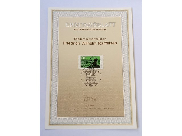 ETB Nemačka  - Friedrich Wilhelm Raiffeisen - 1988.g