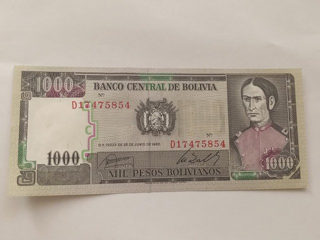 1000 Pezosa 1982.g - Bolivija - ODLIČNA -