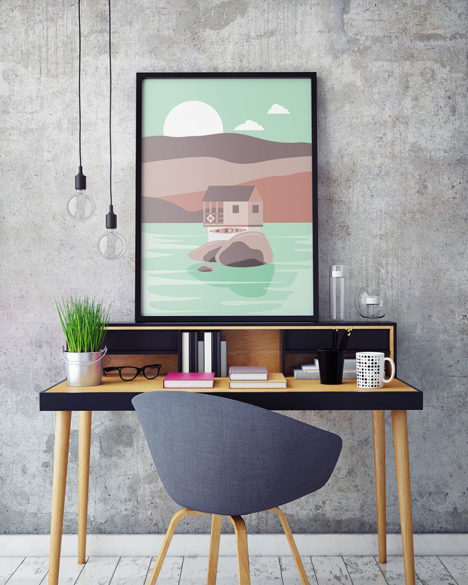 Reka Drina / kućica na Drini - Art Print 30x40cm